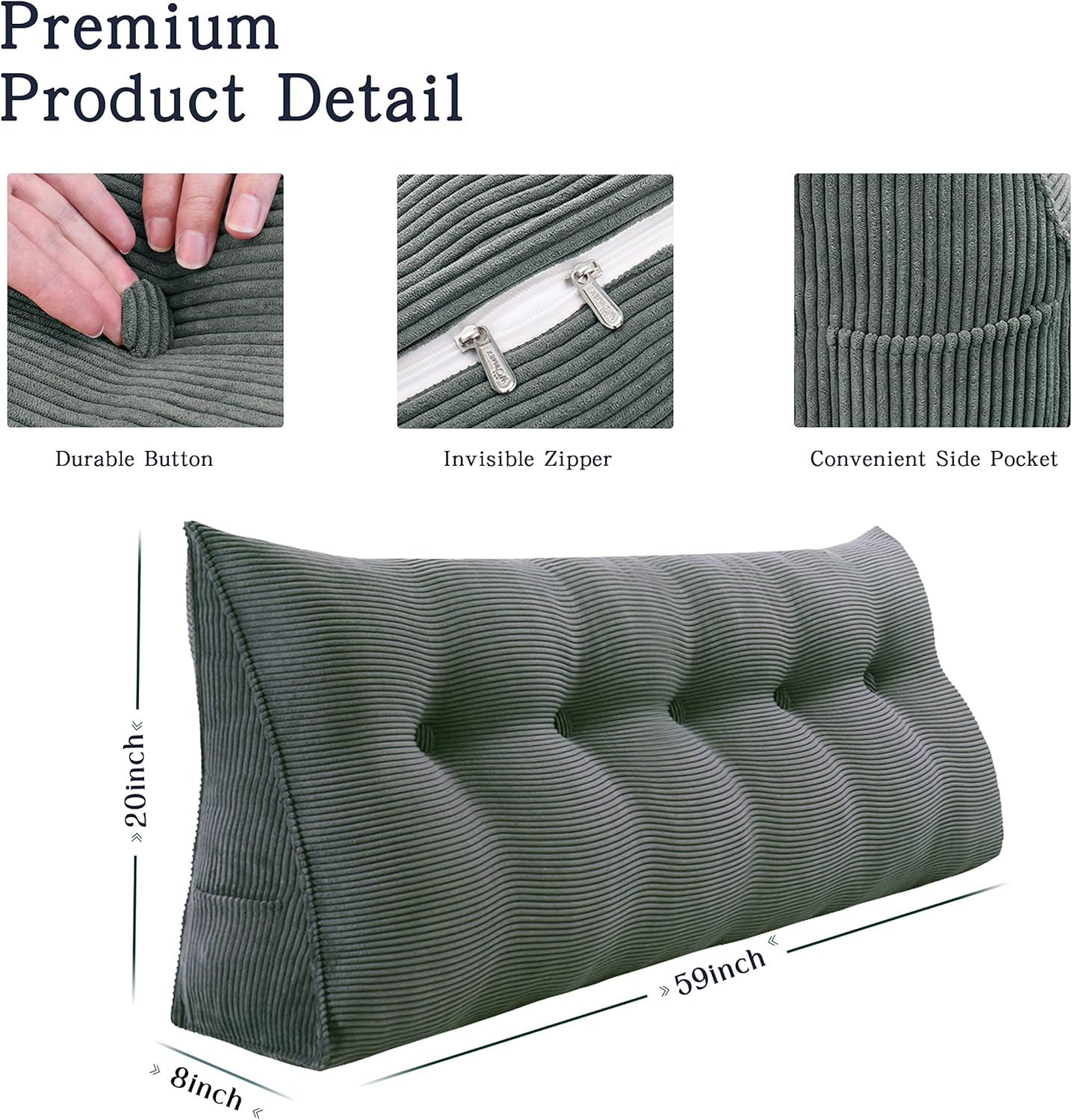 Cojín triangular Vercart para cama y sofá en forma de cuña, para apoyar ...