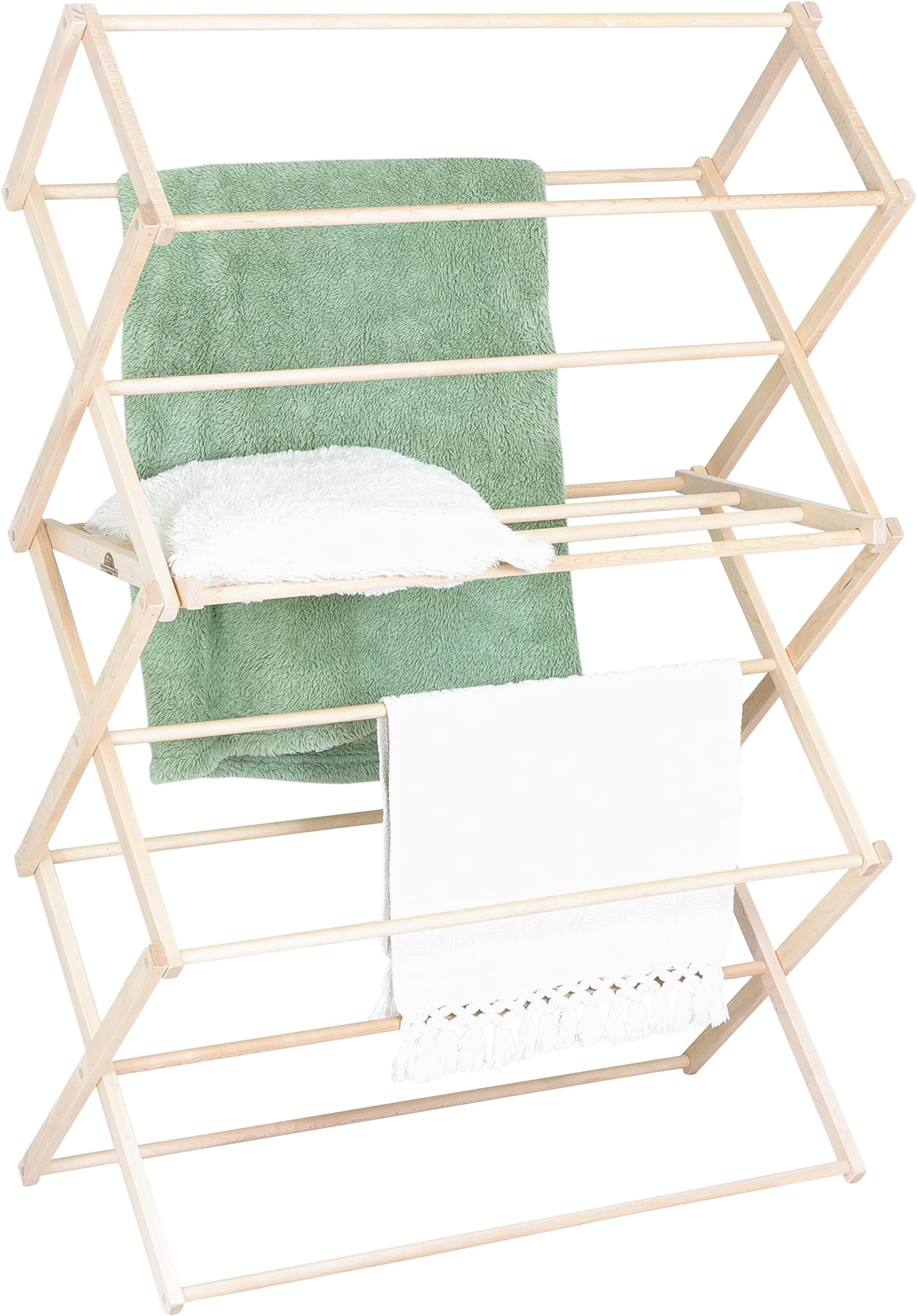 Amazon.com: Medium Wooden Clothes Drying Rack-Folding, Heavy Duty, Free ...