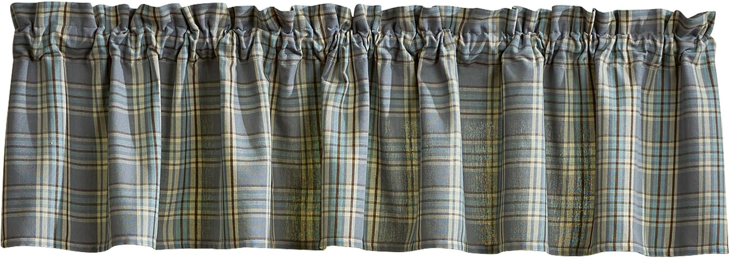 Amazon.com: Park Designs Horizon Plaid Valance 72" x 14", Rustic Blue ...