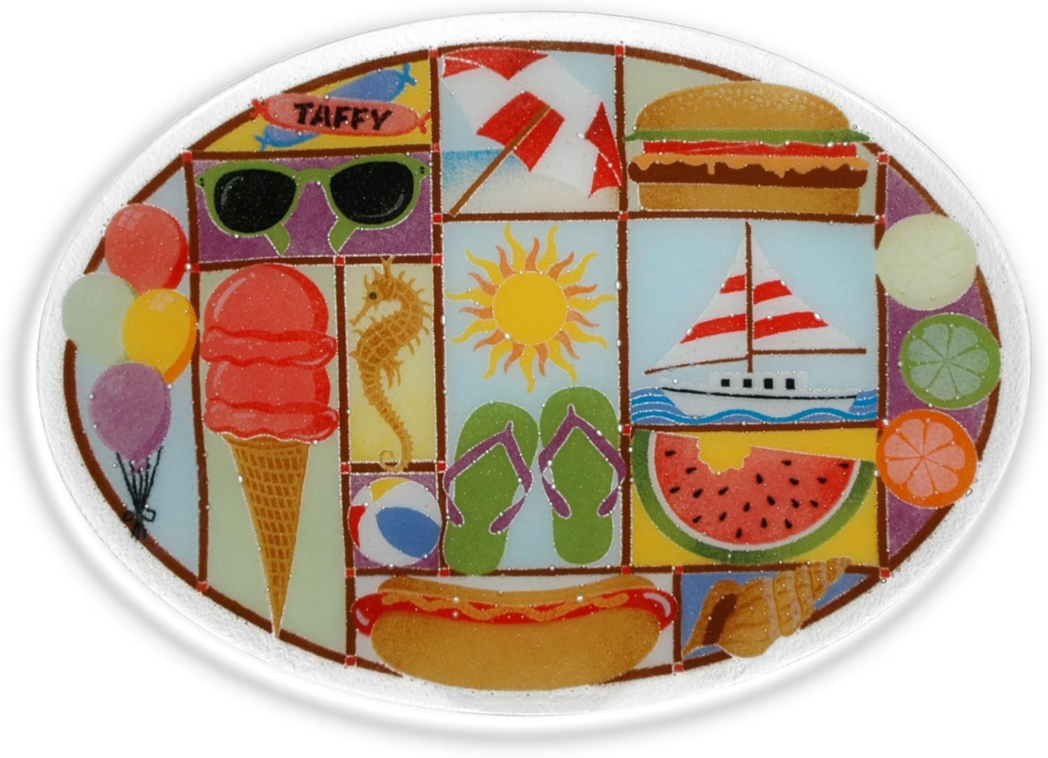 Amazon.com | Peggy Karr Glass Oval Handcrafted Fun in The Sun Tray, 18 ...