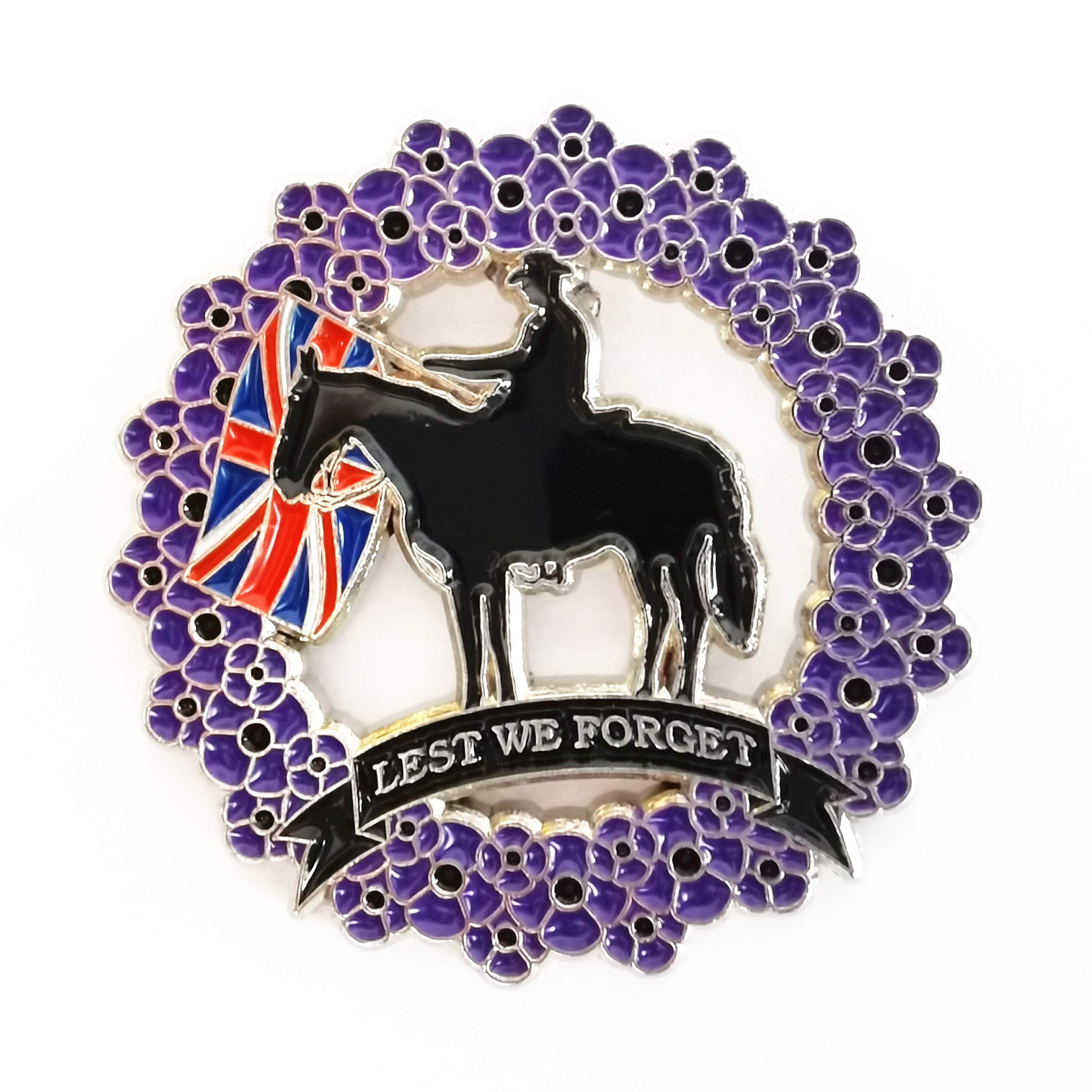 Purple Poppy Badge Pins Animal Dog Horse Pet Lest We Forget Remembrance ...