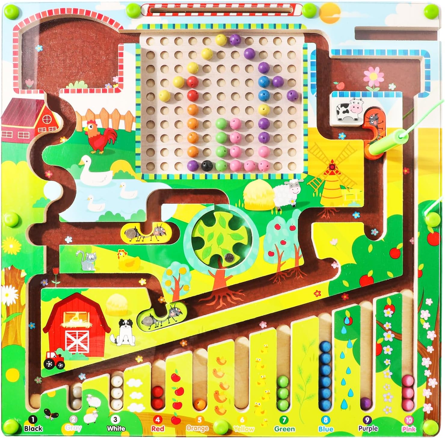 Amazon.com: HOMELYLIFE Magnetic Color and Number Maze, Wooden Magnetic ...