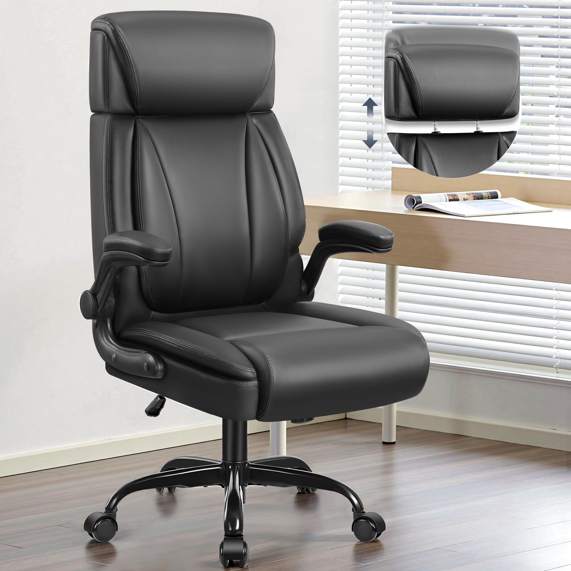 Amazon.com: Big and Tall Office Chair 500lbs Wide Seat Ergonomic PU ...
