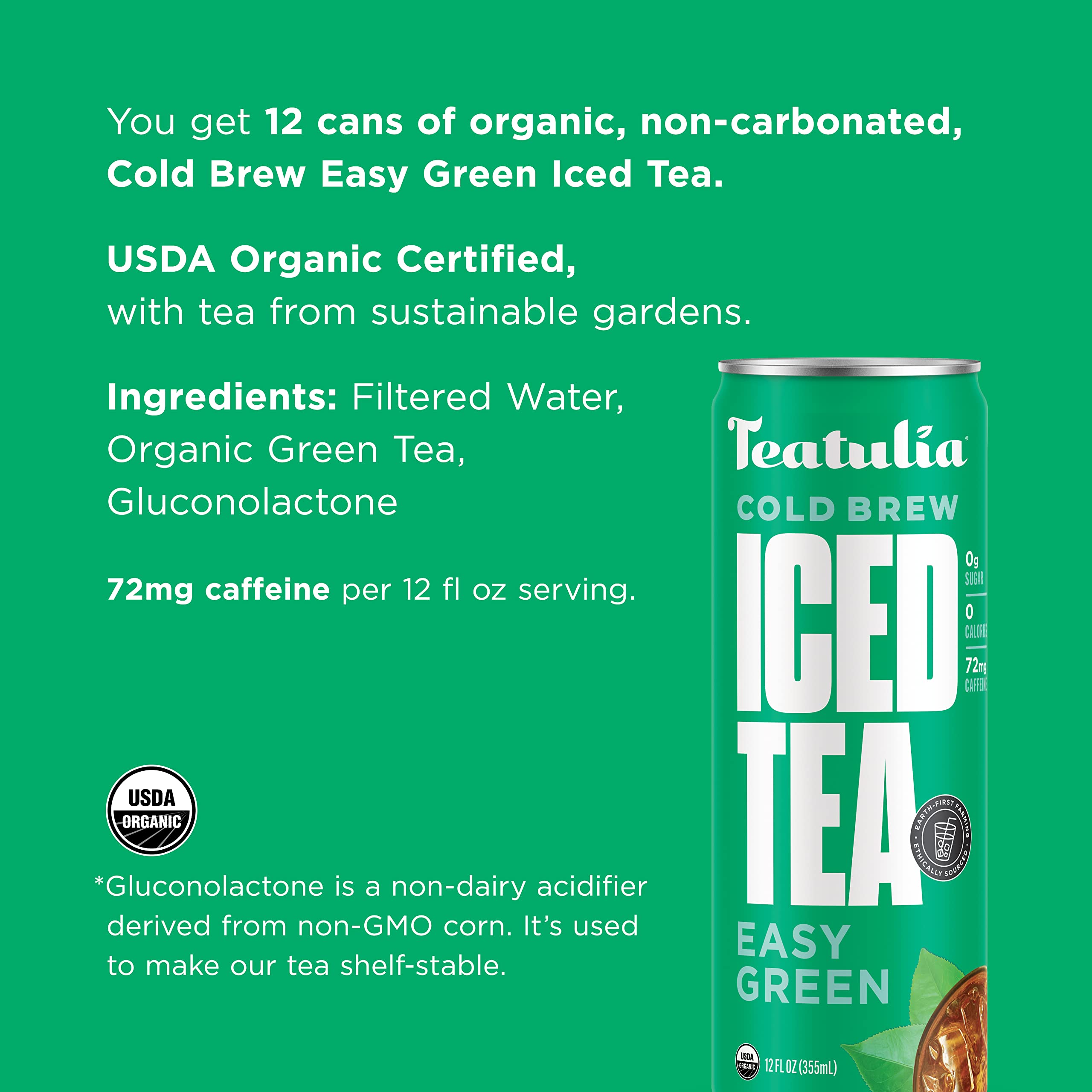 Snapklik.com : Unsweetened Easy Green Organic Iced Tea Cans 12 Slim ...