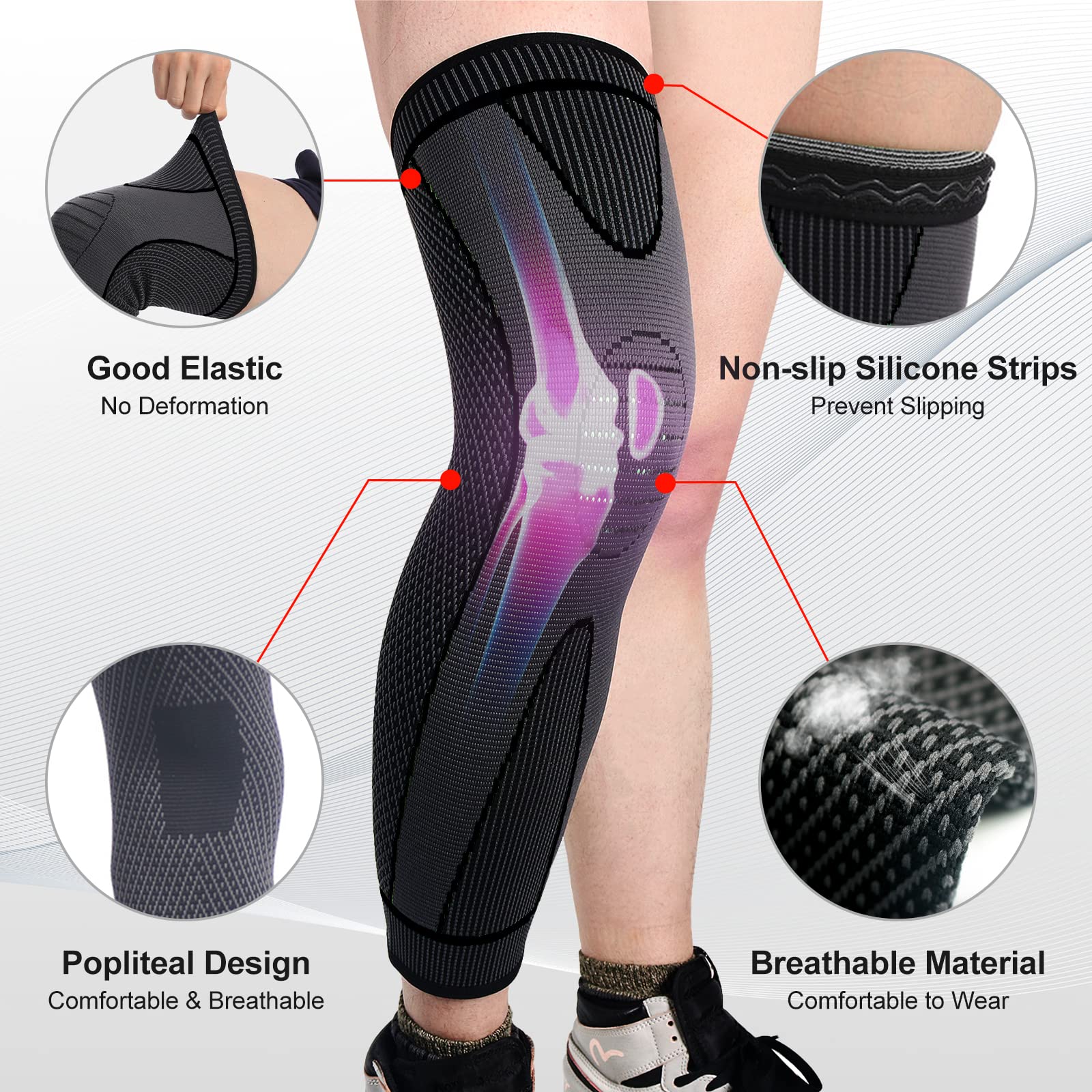 Snapklik.com : Jueachy Leg Compression Sleeve Full Leg 2 Pack Long Knee ...