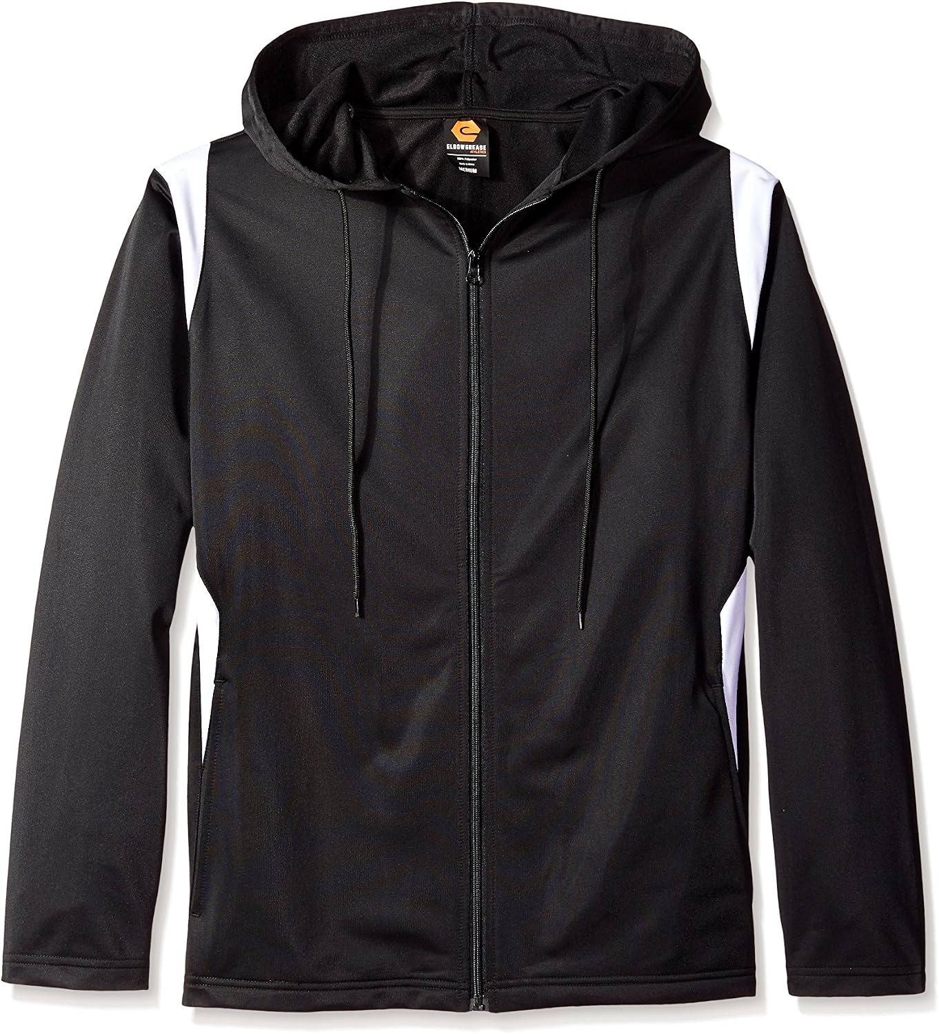 Elbow Grease Men's Tricot Full Zip Jacket with Hood, Black, XL at ...