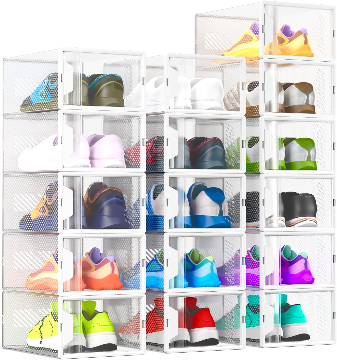 Unique Impression 16 Pack Shoe Storage Box - Clear Stackable Boxes ...