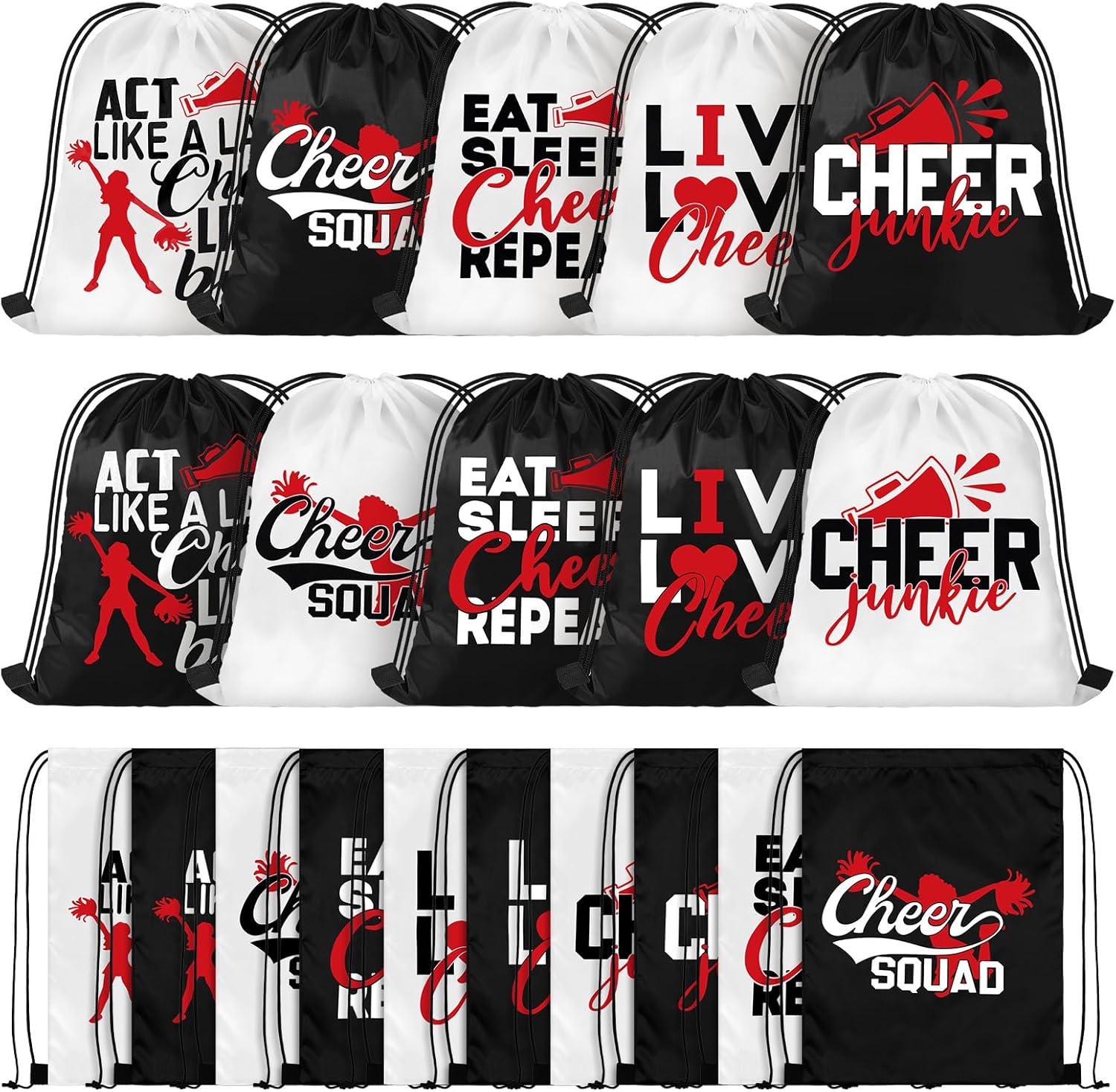 Amazon.com | Pinkunn 20 Pcs Cheer Drawstring Backpack Cheerleading ...