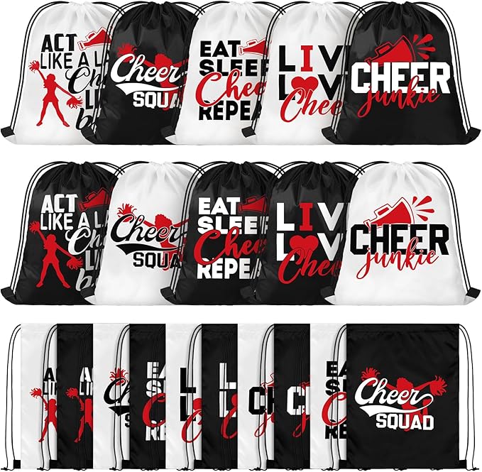 Amazon.com | Pinkunn 20 Pcs Cheer Drawstring Backpack Cheerleading ...