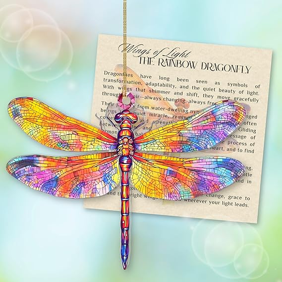 Amazon.com: Dragonfly Gifts for Women, Dragonflies Decor Suncatcher Effect, Dragon Fly Stained ...