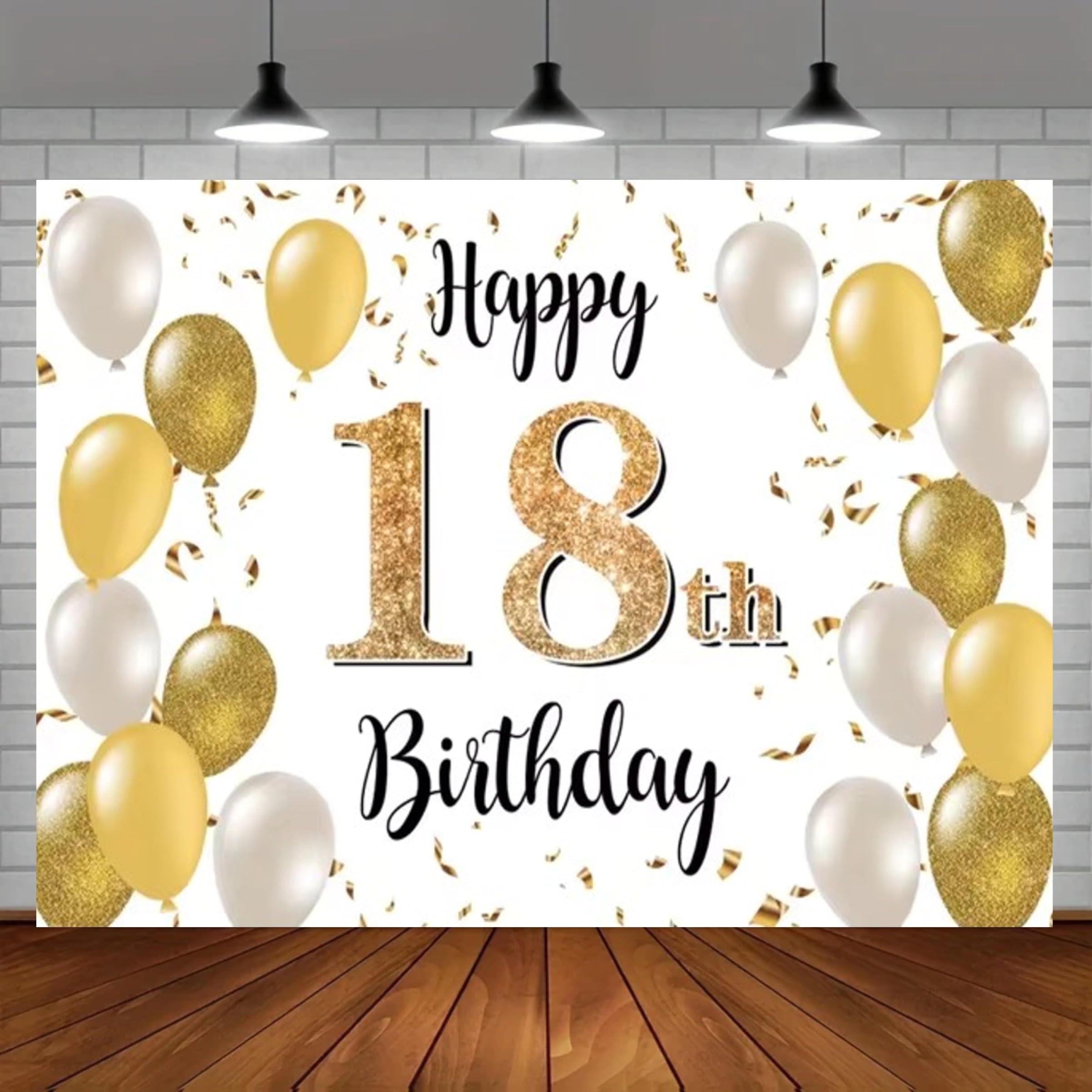 Amazon.com : Black Gold Glitter Balloon Boys Girls Happy 18th Birthday ...