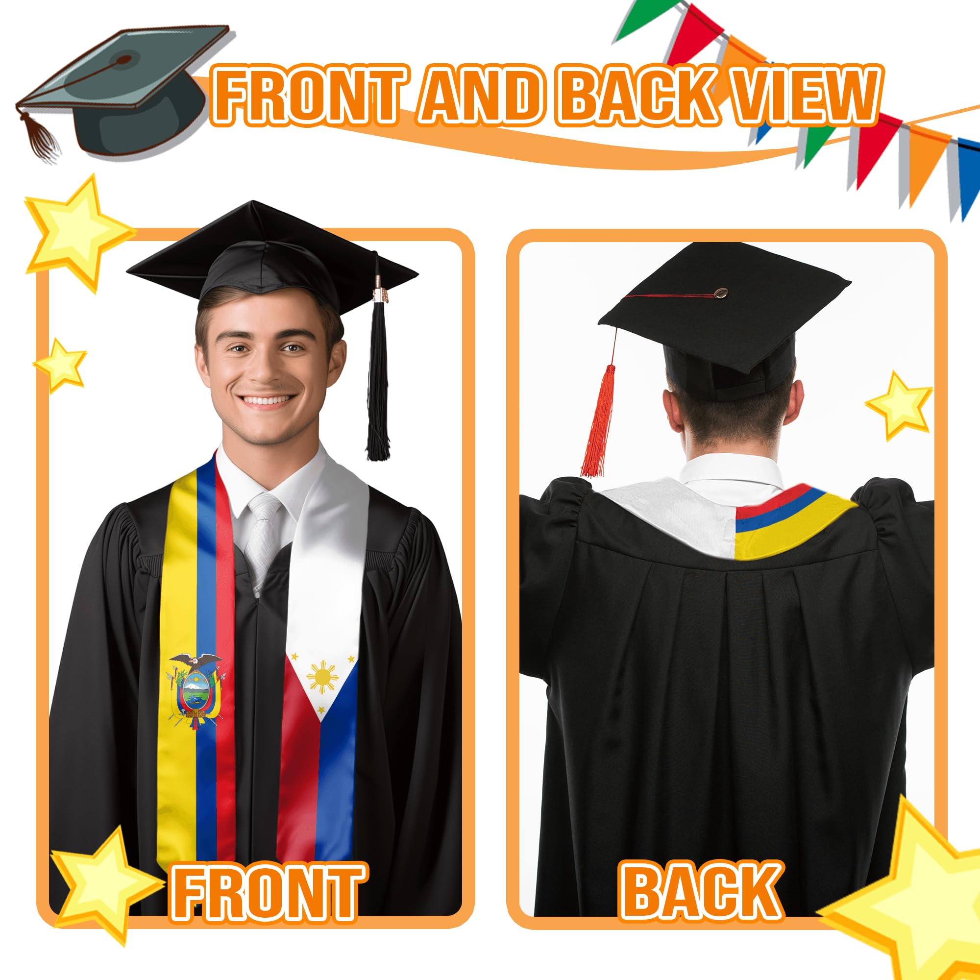 Snapklik.com : Graduation Stole Sash Ecuador Philippines Flag ...