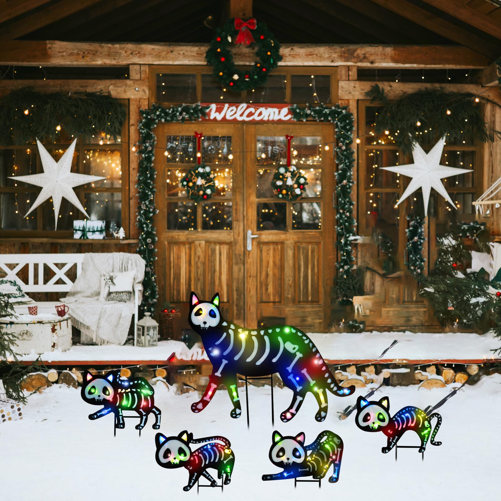 Funny Cat Yard Signs, 5PCS Lighted Cute Cat Kitty, Cat Lover Gifts Cats ...