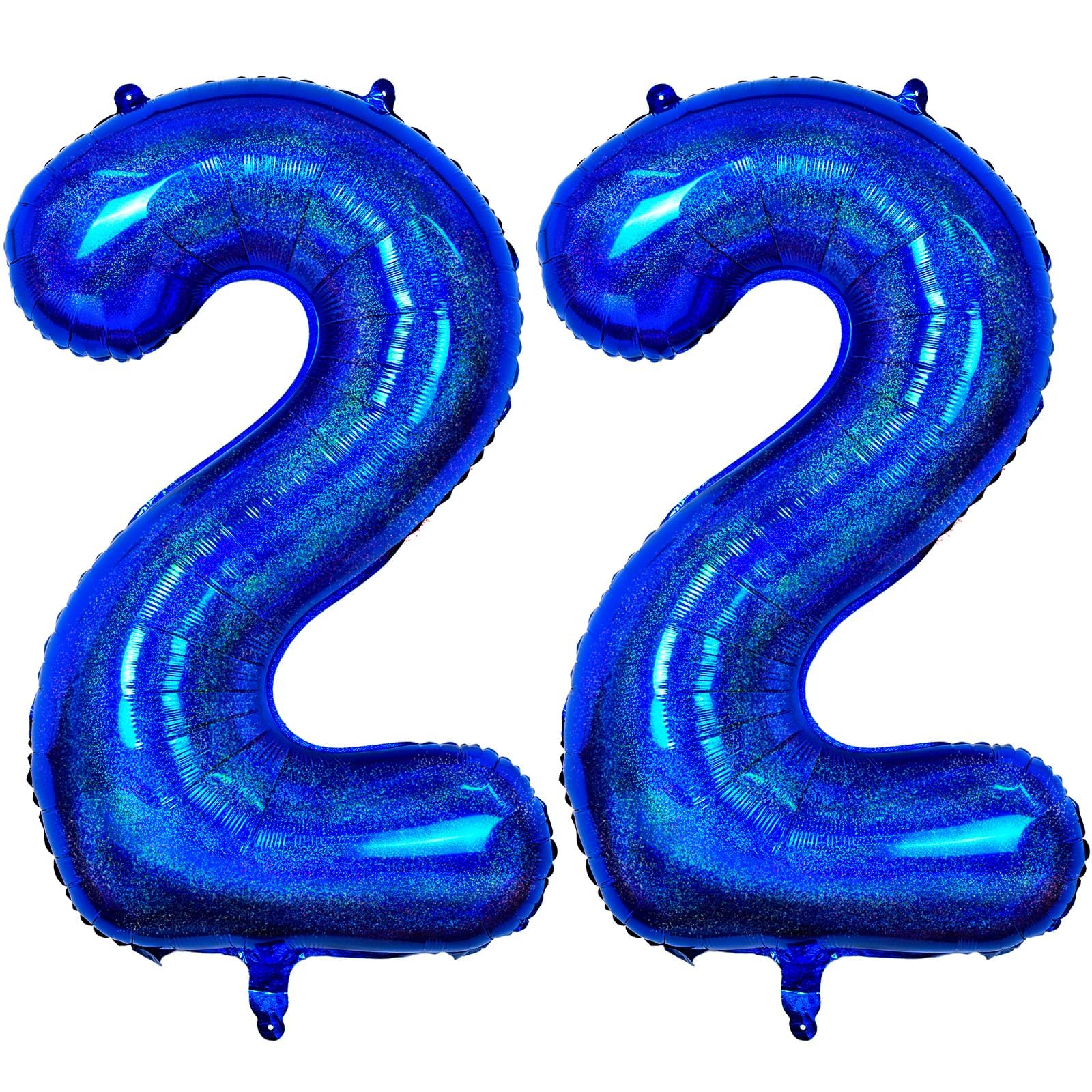 Amazon.com: Number 22 Balloon 40 inch, Laser Blue Big Number Balloon ...