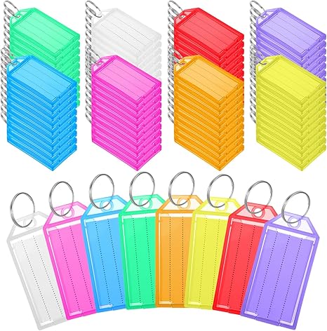 Amazon.com: 240 Pcs Plastic Key Tags with Labels, Key Labels with Ring ...