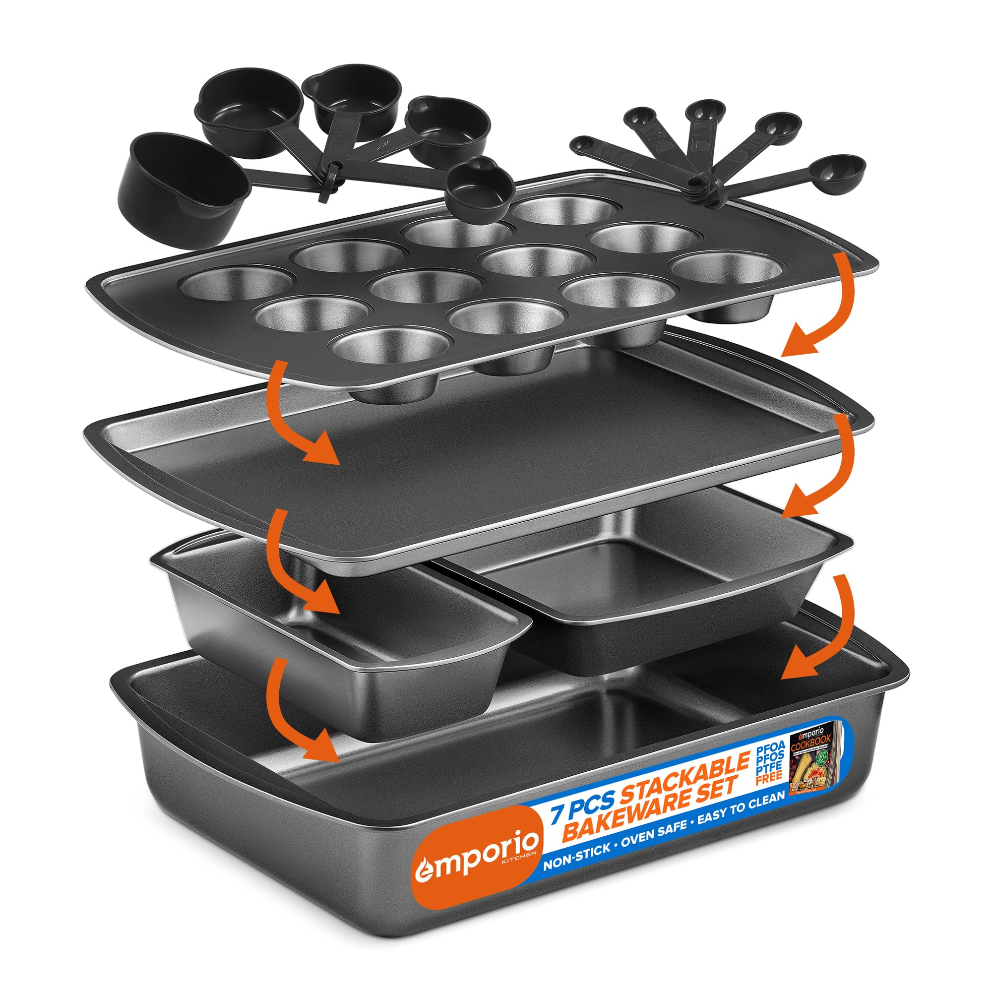 Amazon.com: Emporio Kitchen Stackable Baking Pan Set - Deluxe Nonstick ...