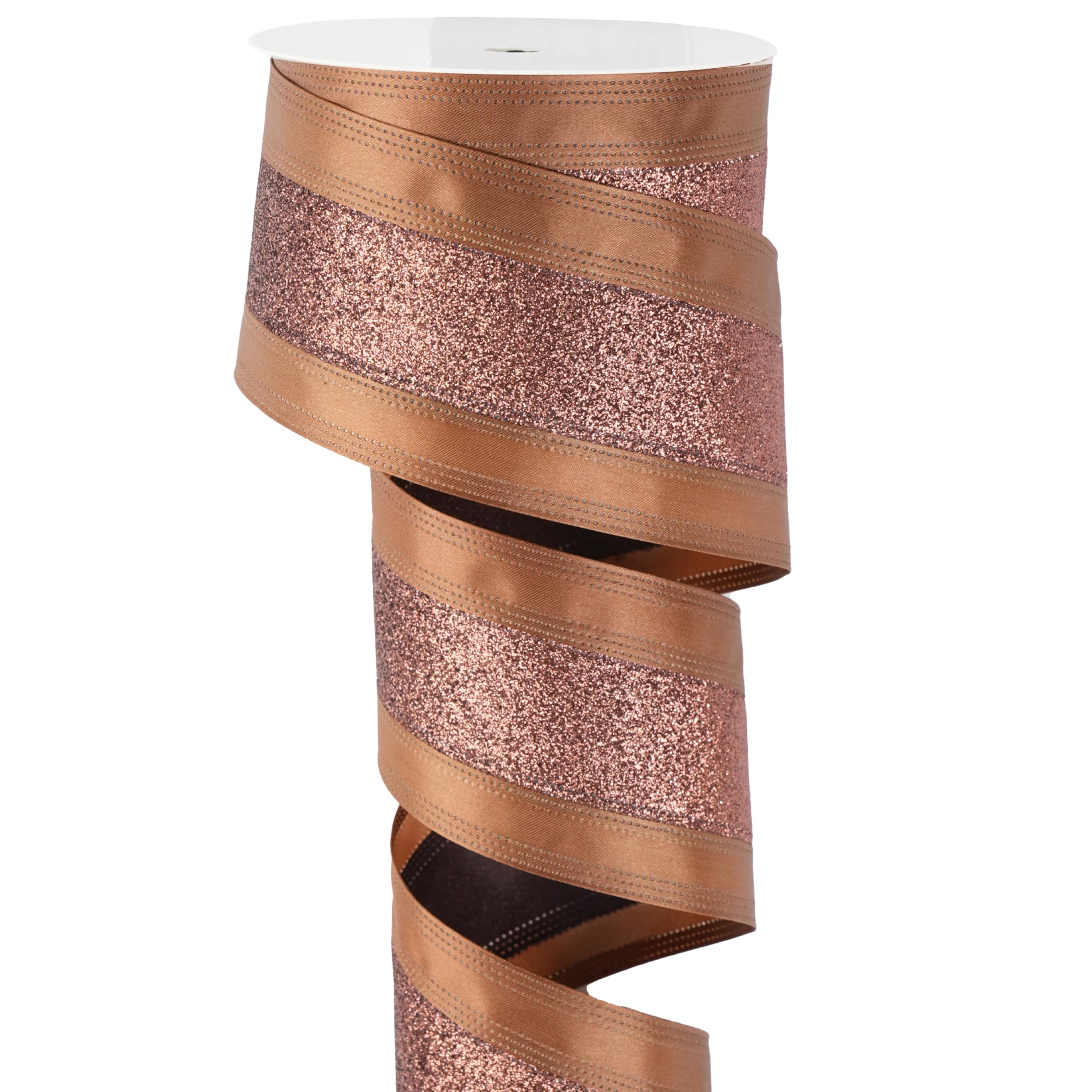 Amazon.com: MAYREEL Copper Wired Satin Ribbon with Glitter Stripe 2.5 ...