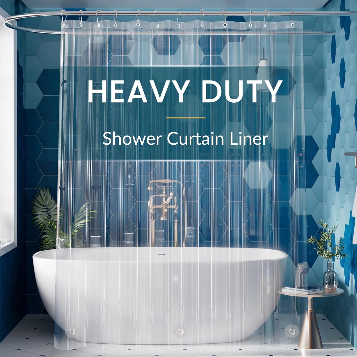 Amazon.com: Titanker Clear Shower Curtain Liner, Premium PEVA Shower ...