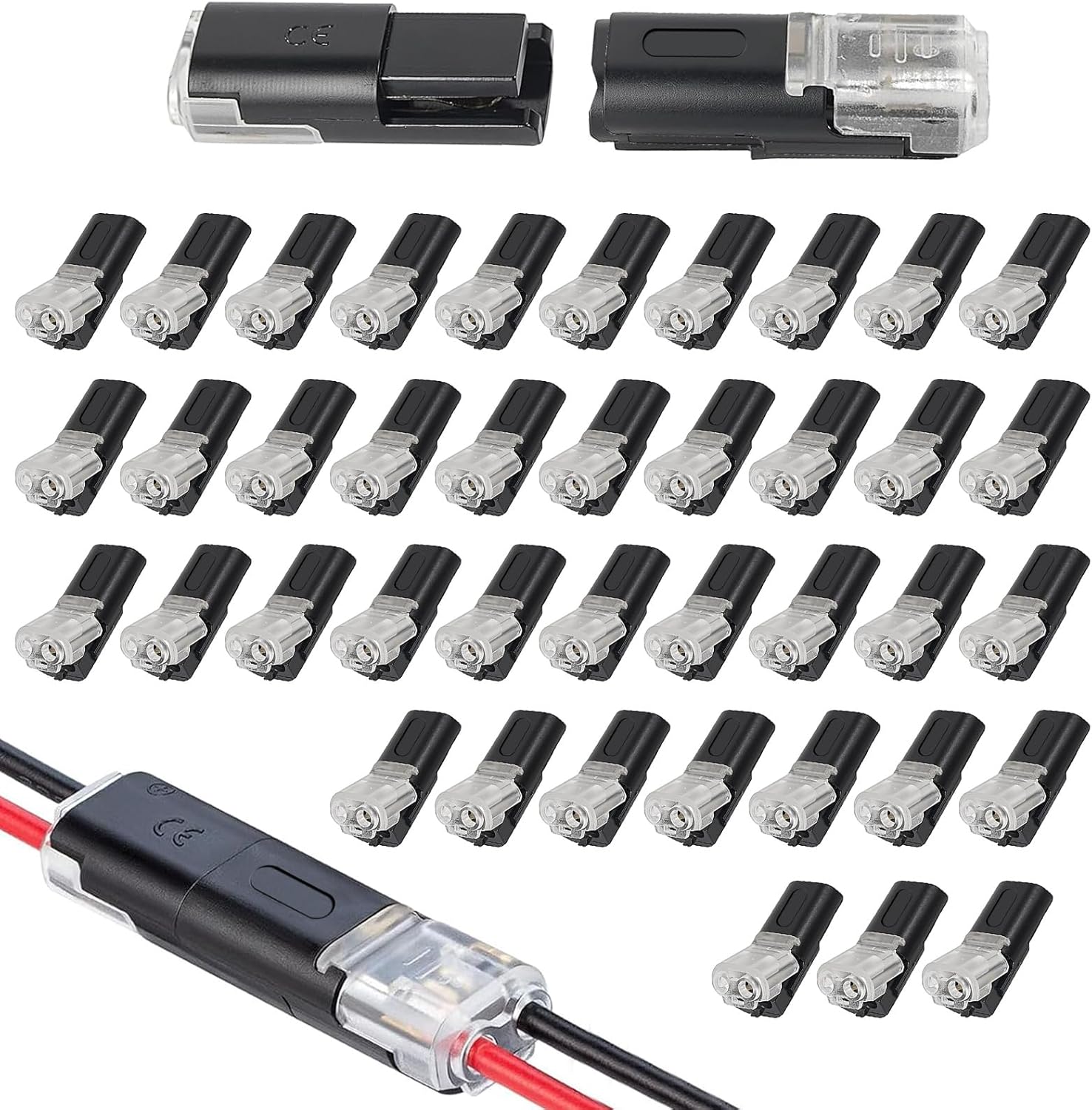 40 PCS Low Voltage Wire Connectors, 2 Pin Quick Push-Fit Electrical ...