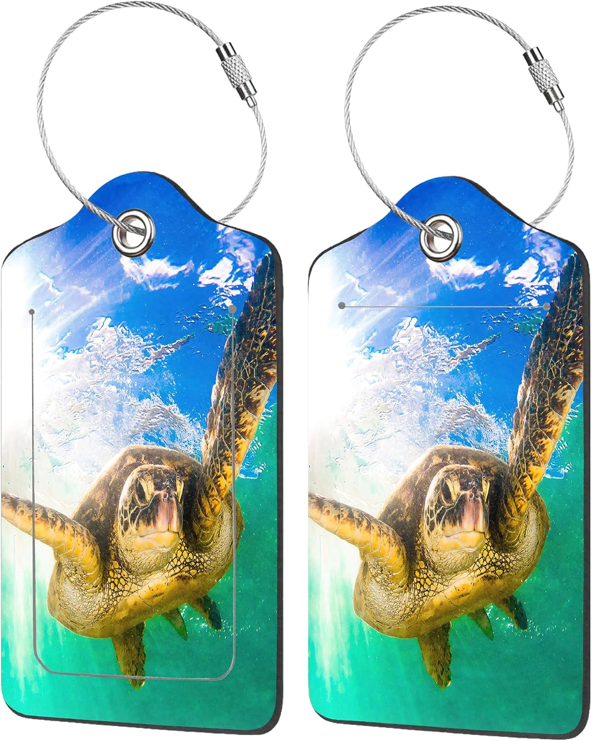 Amazon.com: EOBKLAX Luggage Tags for Suitcase,2 Pack Hawaiian Green Sea ...