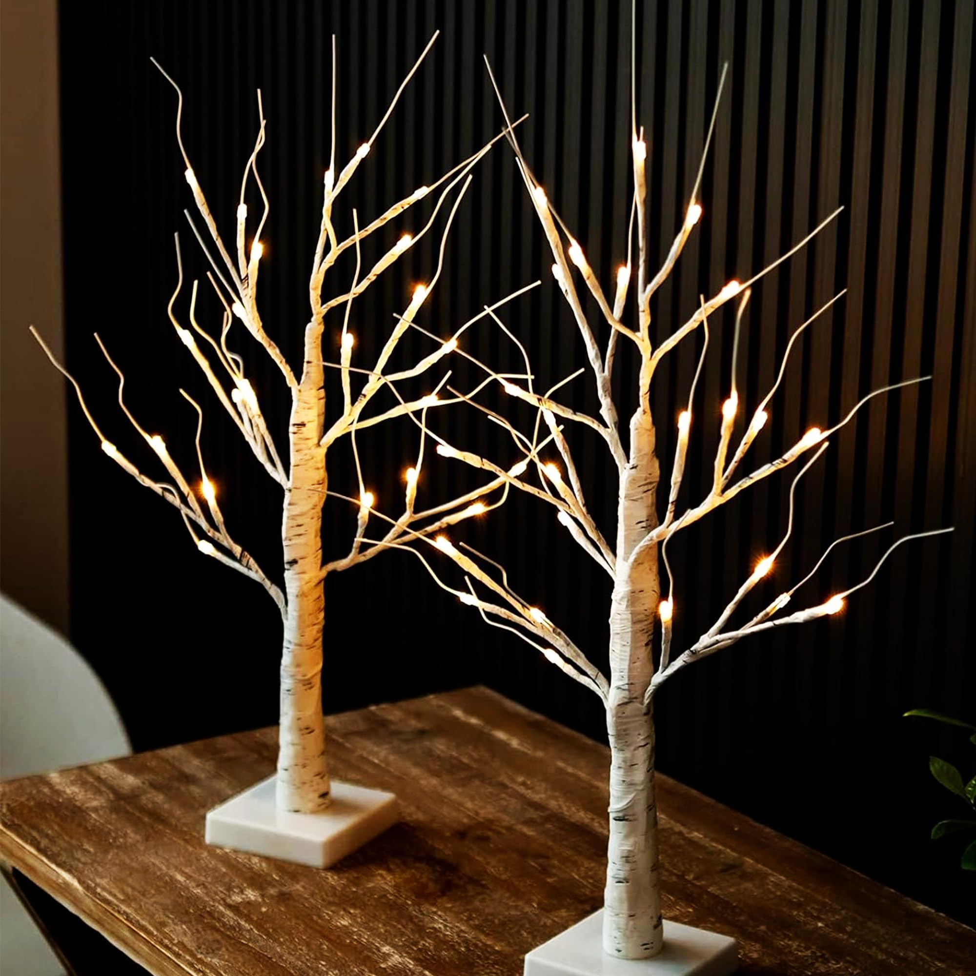 Amazon.com: VIHOSE 3 Pcs Lighted Birch Tree 1.5ft 1.65ft 2ft Mini Birch ...