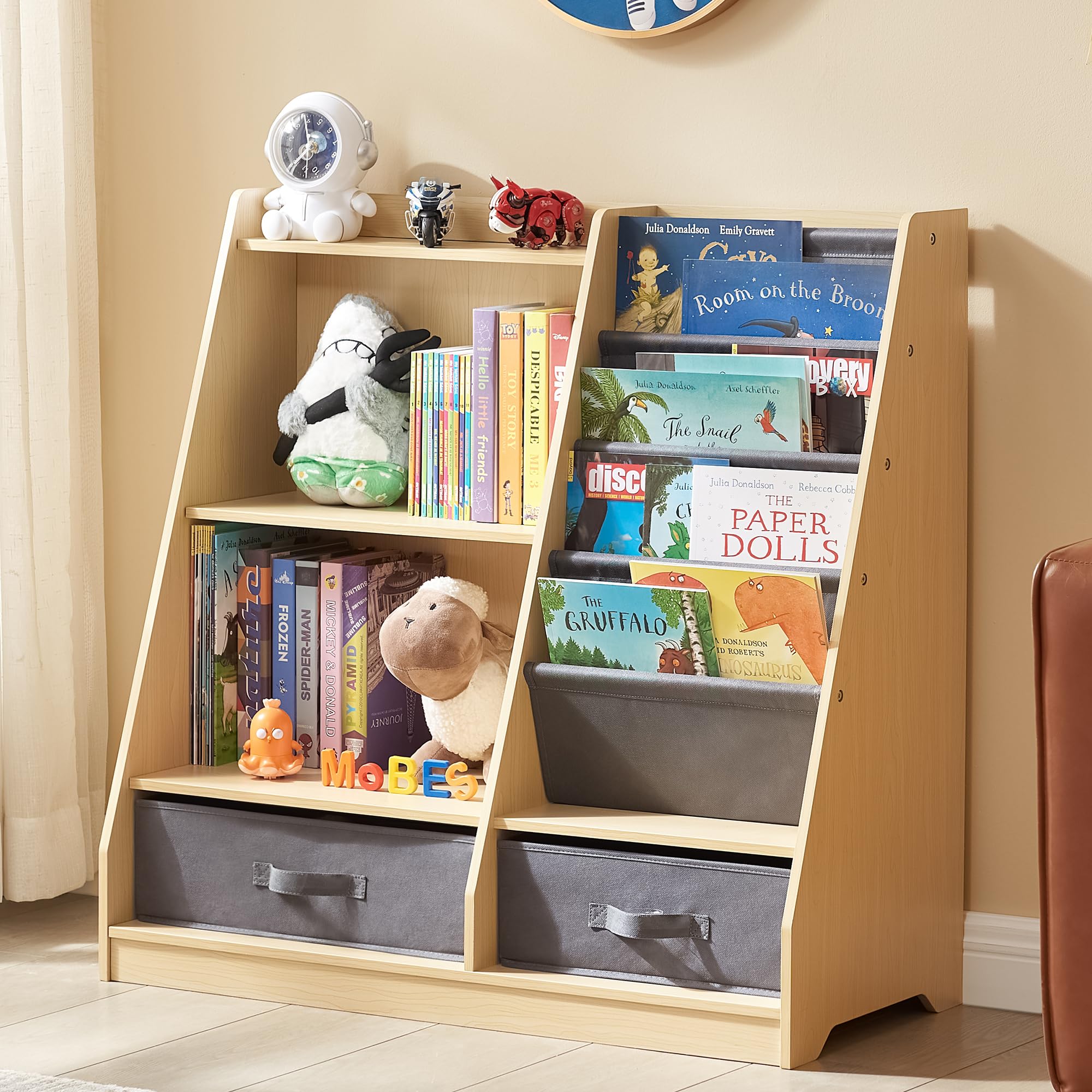 Amazon.com: GABHX Kids Bookshelf with Storage Drawers and Layer Sling ...
