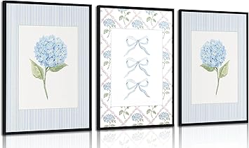 Amazon.com: Trendy Blue Bow Canvas Wall Art Watercolor Hydrangea ...