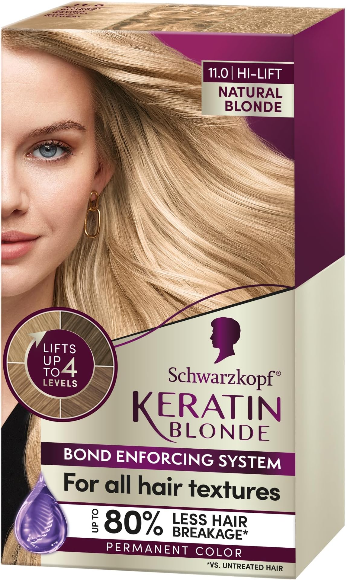 Amazon.com : Schwarzkopf Keratin Blonde Hair Dye Natural Blonde 11.0 ...