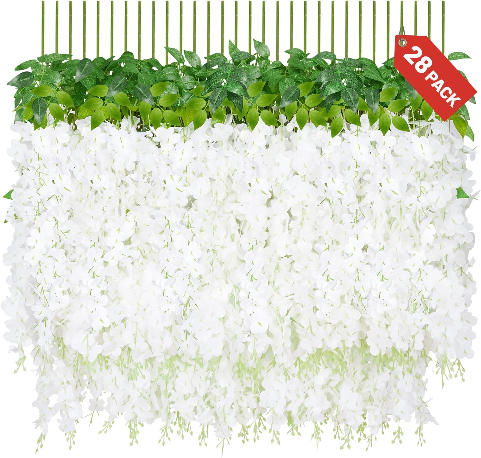 Amazon.com: 48 Branches Wisteria Hanging Flowers, White Fake Hanging ...
