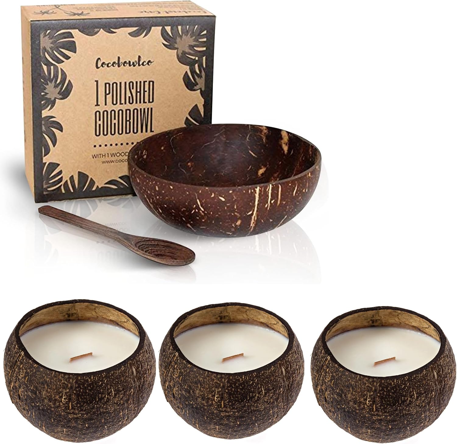 Amazon.com: COCOBOWLCO Coconut Bowl & Wooden Spoons Bowl Set, Acai ...