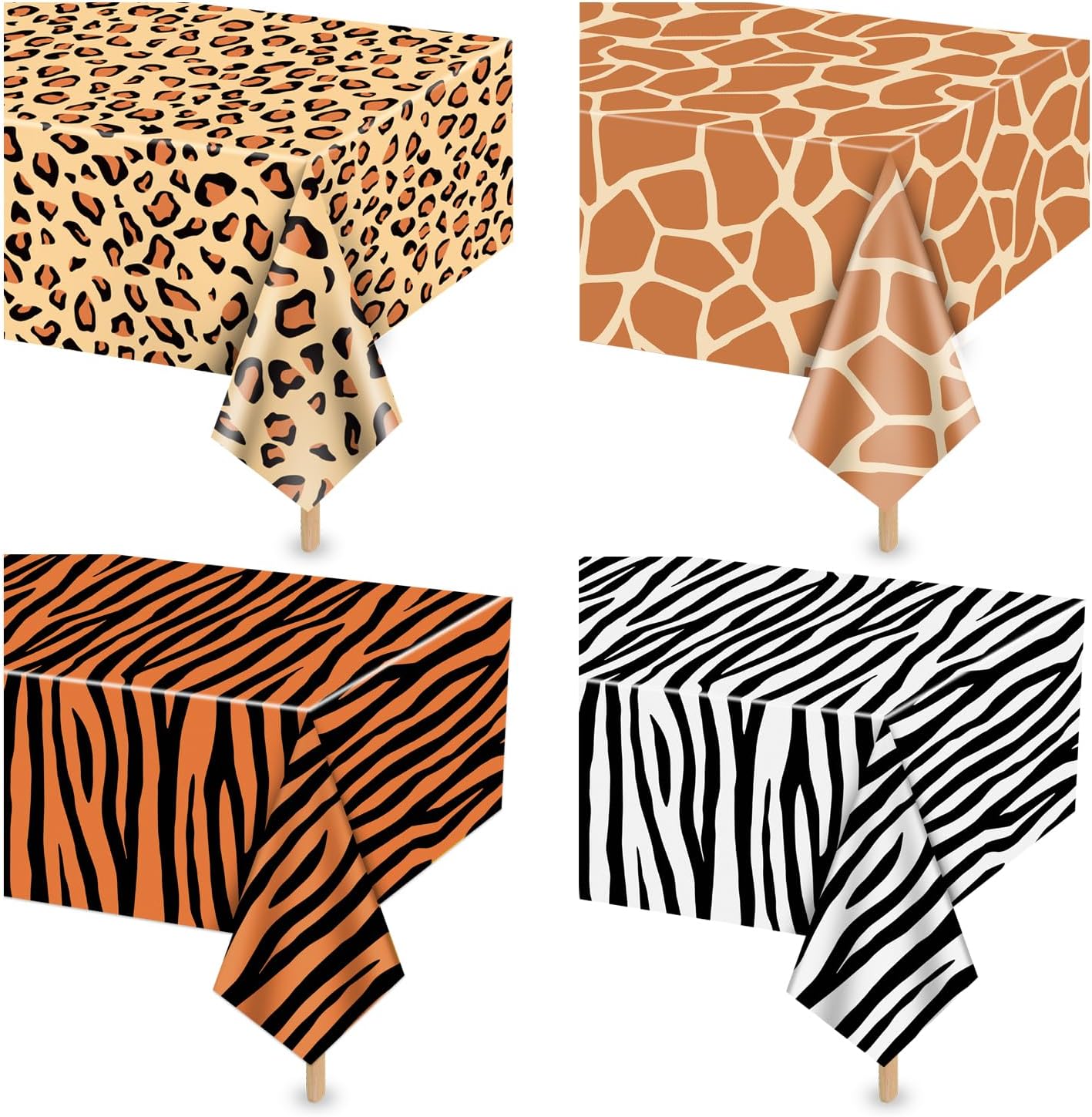 Amazon.com: 4Pcs Animal Print Table Cloths, Jungle Animal Theme Table ...