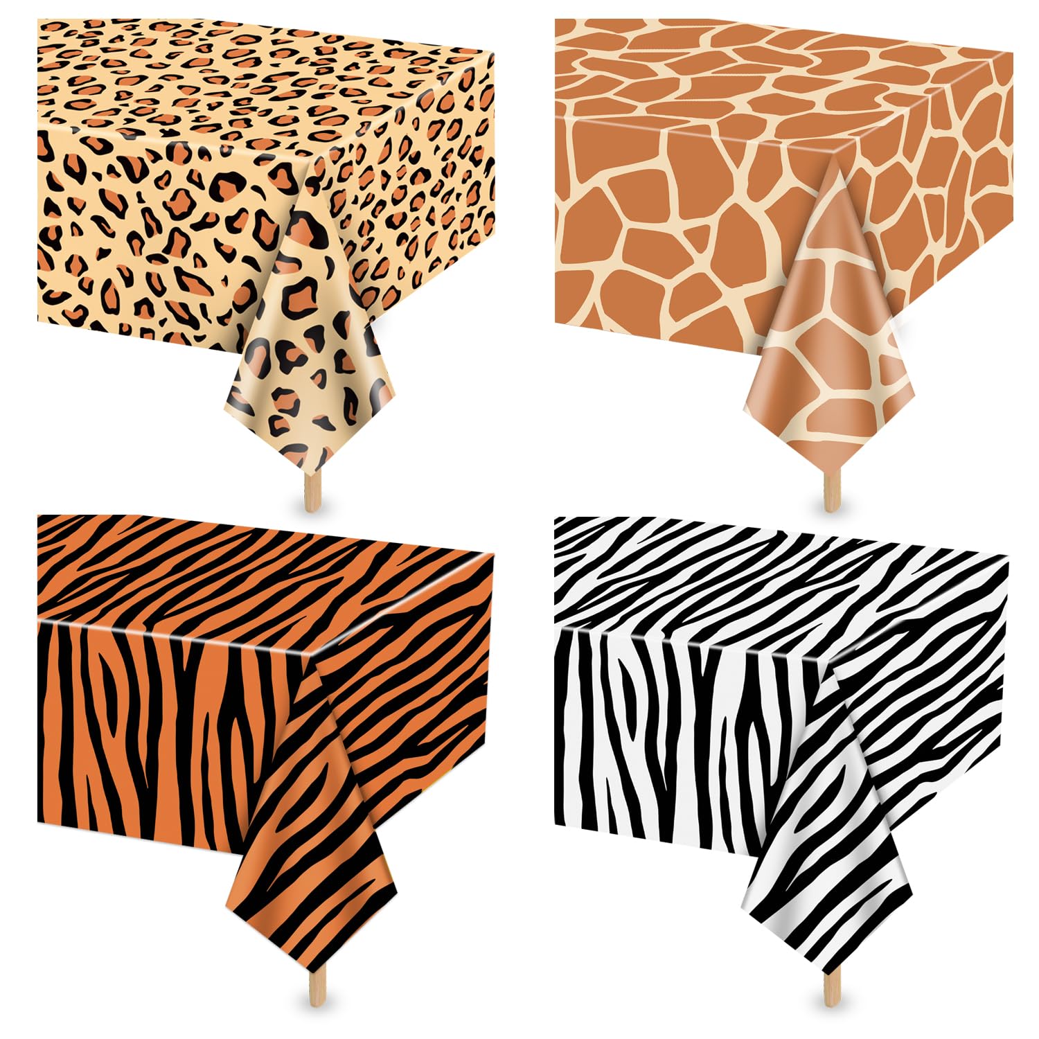 4Pcs Animal Print Table Cloths, Jungle Animal Theme Table Cover ...
