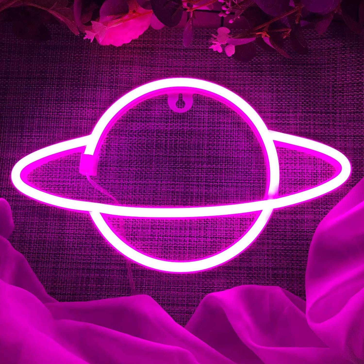OVTSPO Planet Neon Signs LED Light Word Sign for Bedroom Wall Battery ...