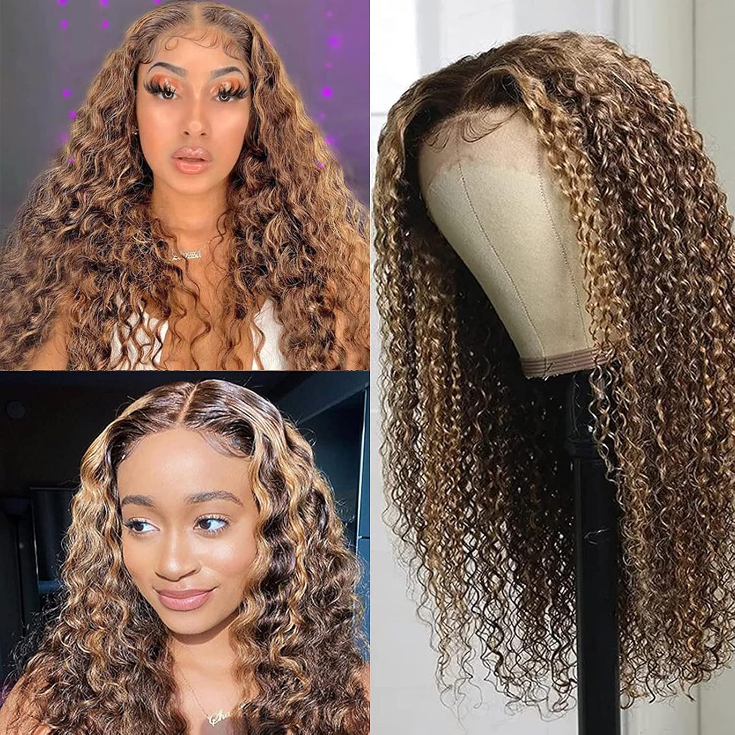 Amazon.com : Blonde Water Wave Lace Front Human Hair Wigs for Black ...