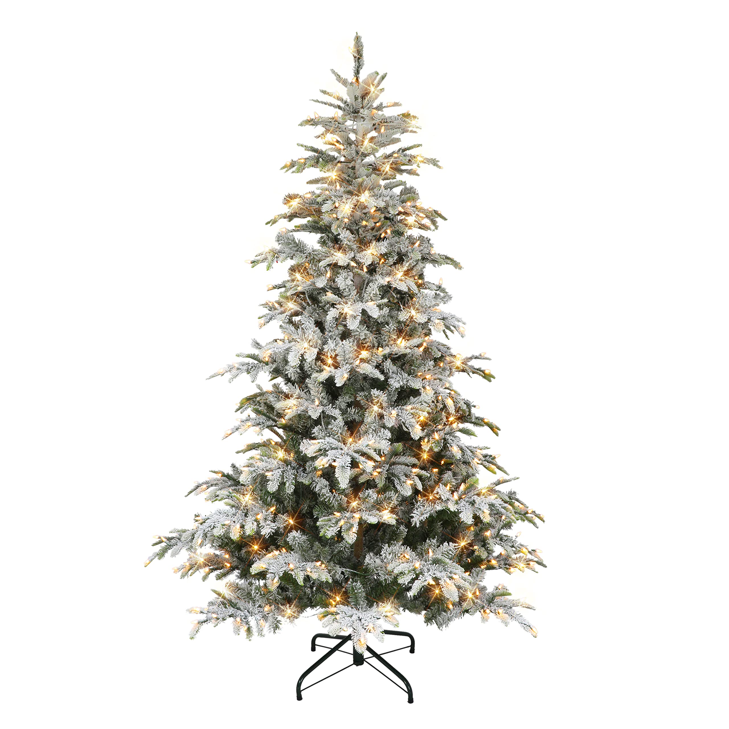 Amazon.com: 7 .5 ft Pre-lit Flocked Aspen Fir Tree, 1319 PE/PVC Tips ...