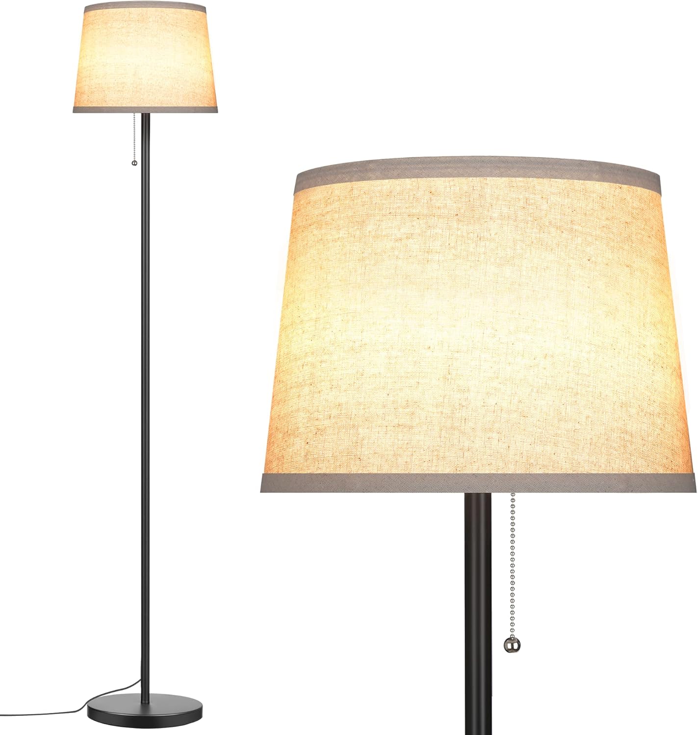 Coucrek Floor Lamp for Living Room, Modern Standing Lamps with Linen ...