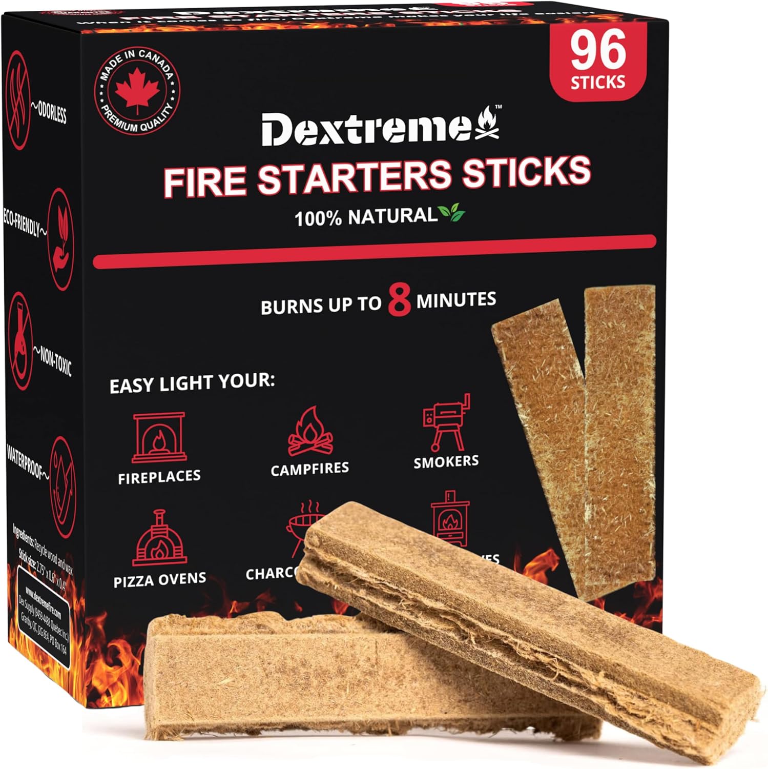 Amazon.com : Dextreme Fire Starters Sticks 96 Pcs - Fire Starter for ...
