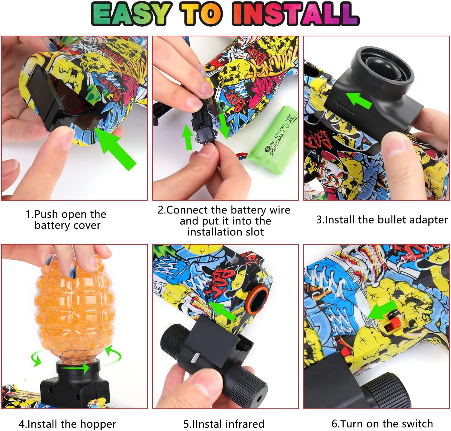 Buy ferventoys 2 Packs Electric with Gel Ball Blaster - Splatterball ...