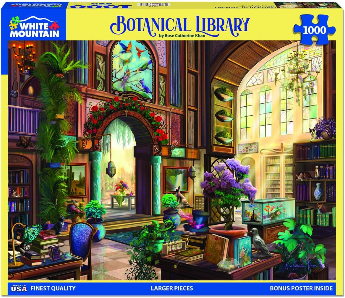 White Mountain Puzzles Botanical Library – Rompecabezas de 1000 piezas ...