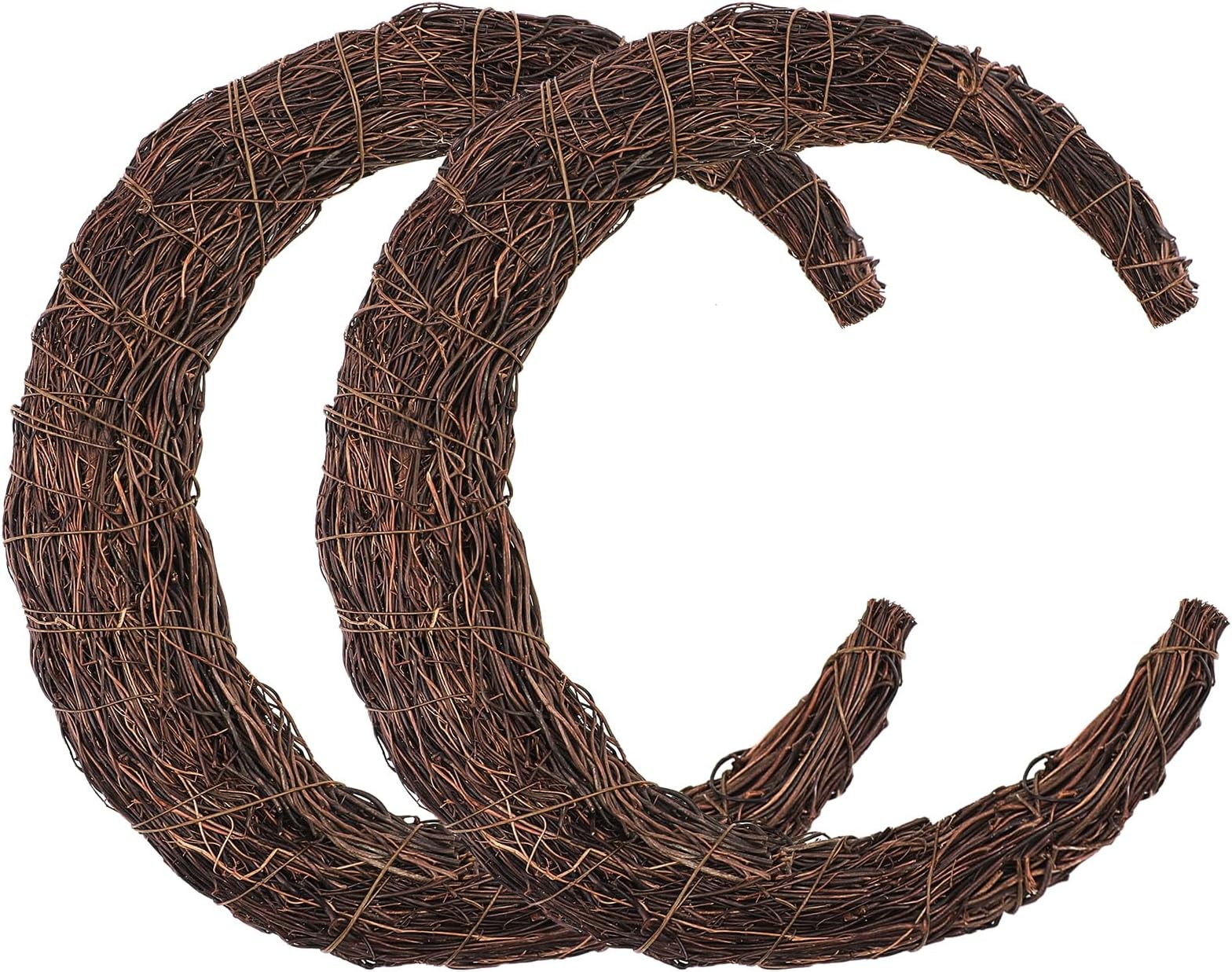Amazon.com: Grapevine Moon Wreath DIY Rattan Yule Wreath Moon Shape, 11 ...