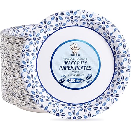 Amazon.com: JOLLY CHEF 8.37 inch Paper Plates 280 Count Soak Proof, Cut ...