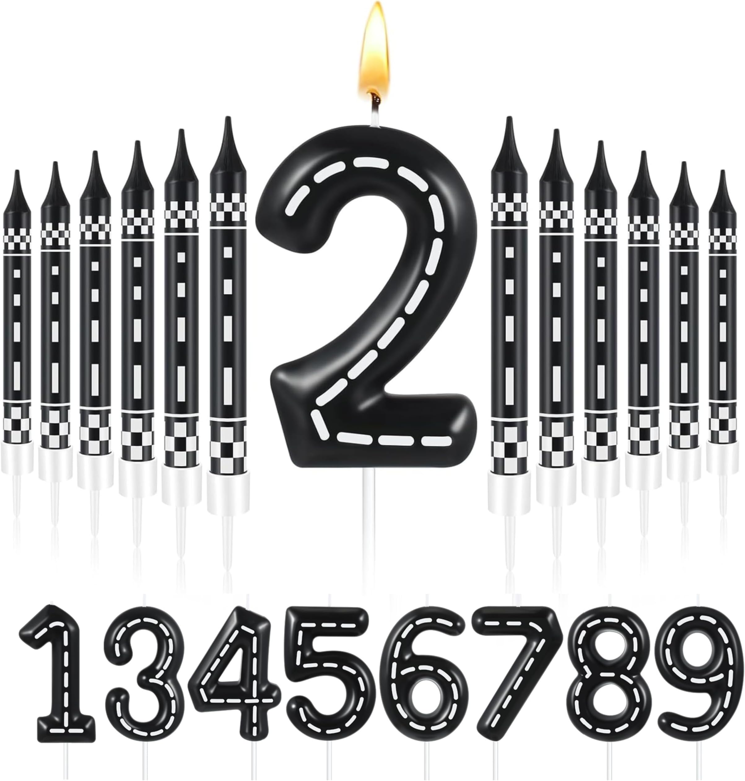 Amazon.com: LUTER Black Glitter Happy Birthday Cake Candles Number ...