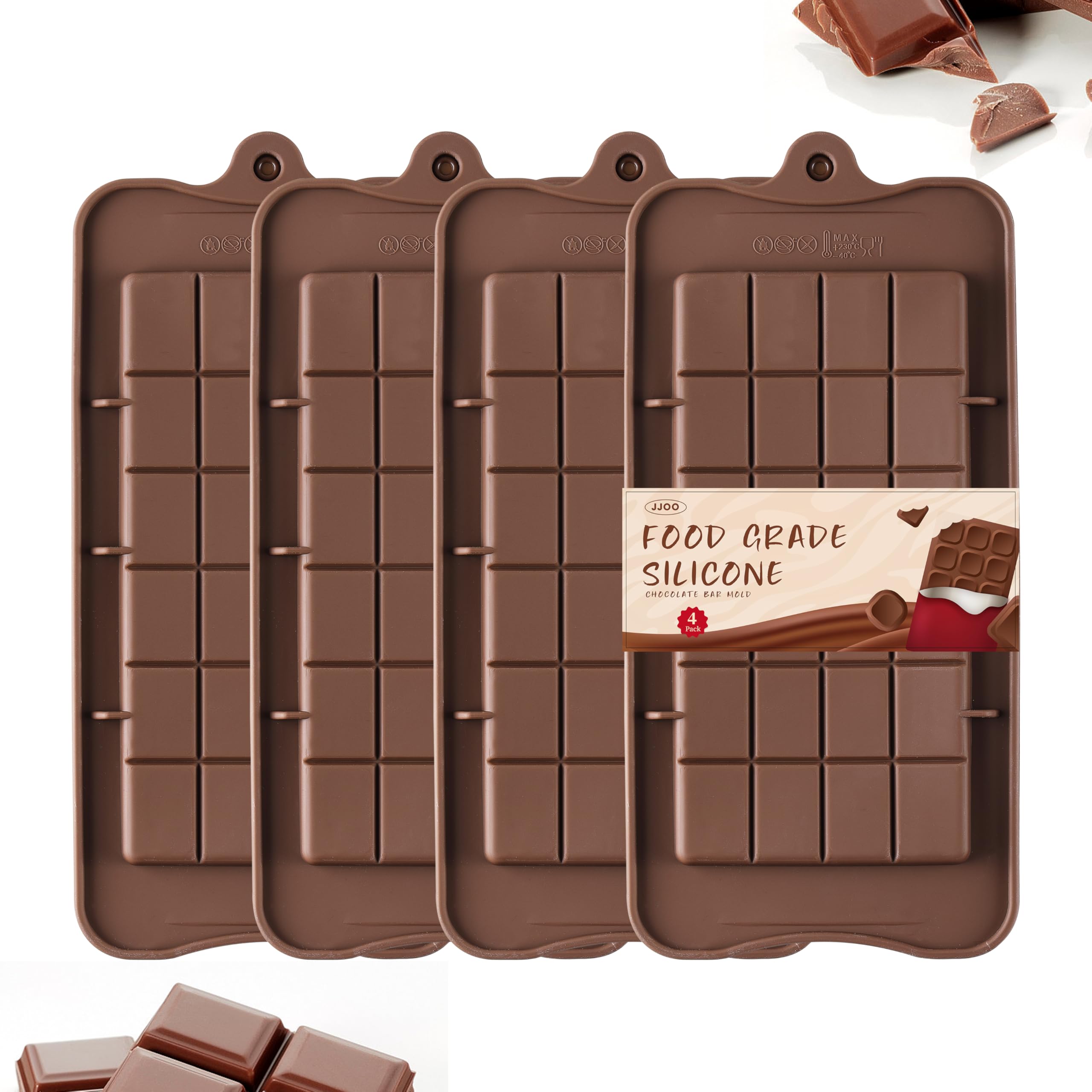 Amazon.com: 4PCS Chocolate Bar Mold, MONGSEW Silicone Break-Apart ...