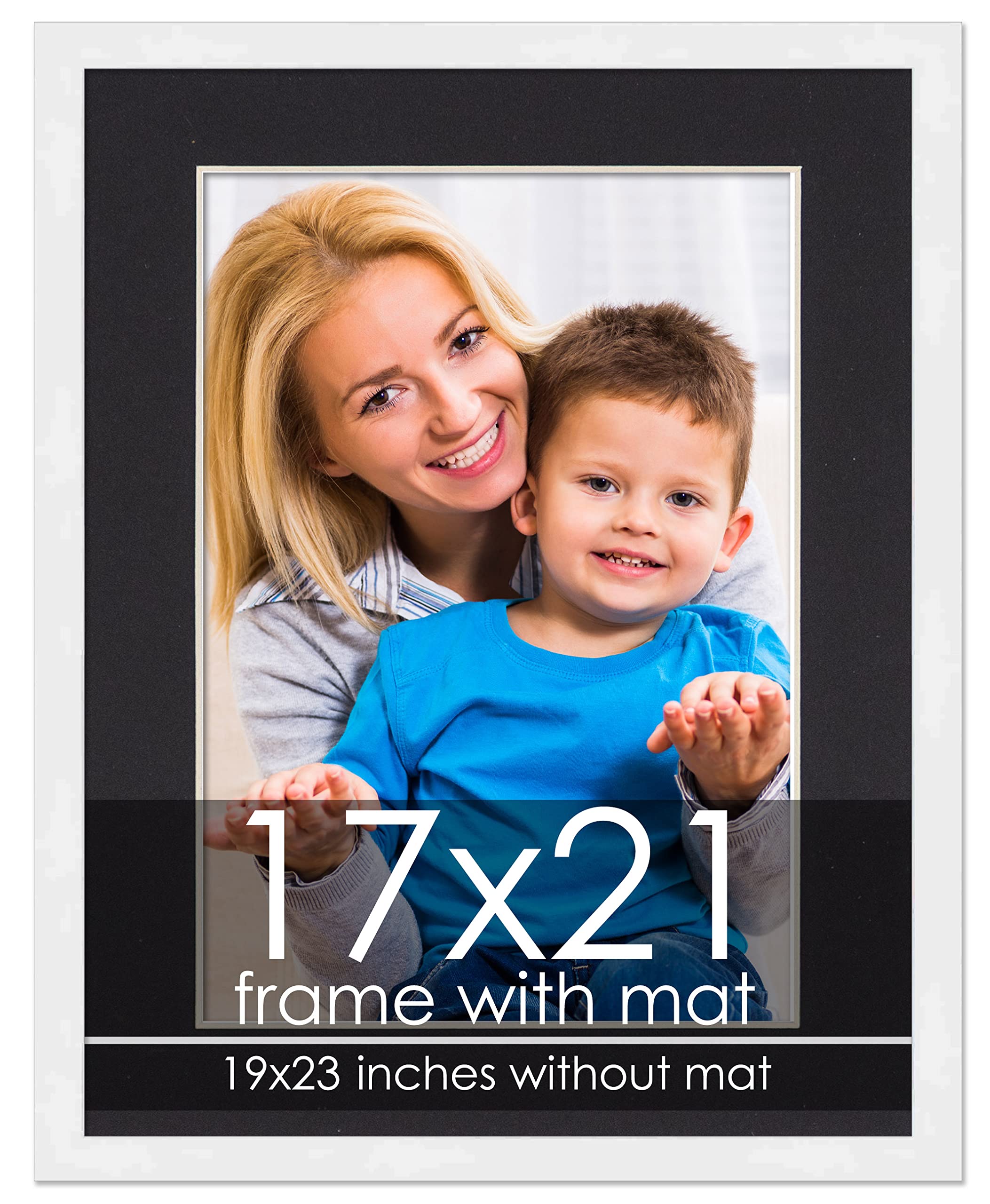 Amazon.com - 17x21 Frame with Mat - White 19x23 Frame Wood Made to ...