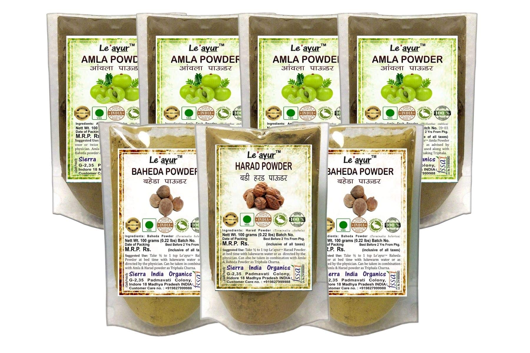 Buy Le'ayur Combo pack of Amla Powder 400 Grams Baheda Powder 200 Grams ...