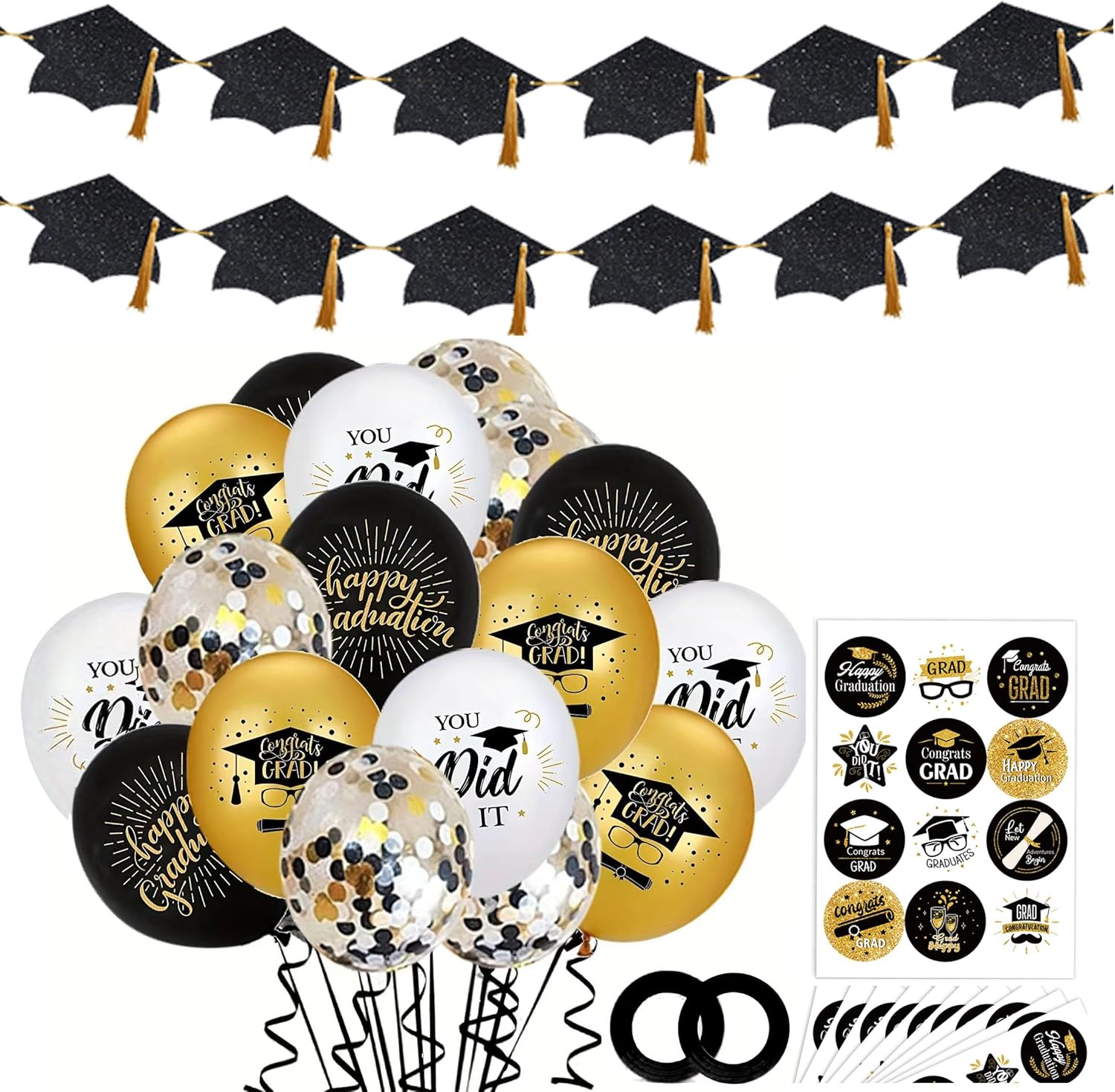 Amazon.com: Gold Graduation Party Decorations Set Include Glitter ...