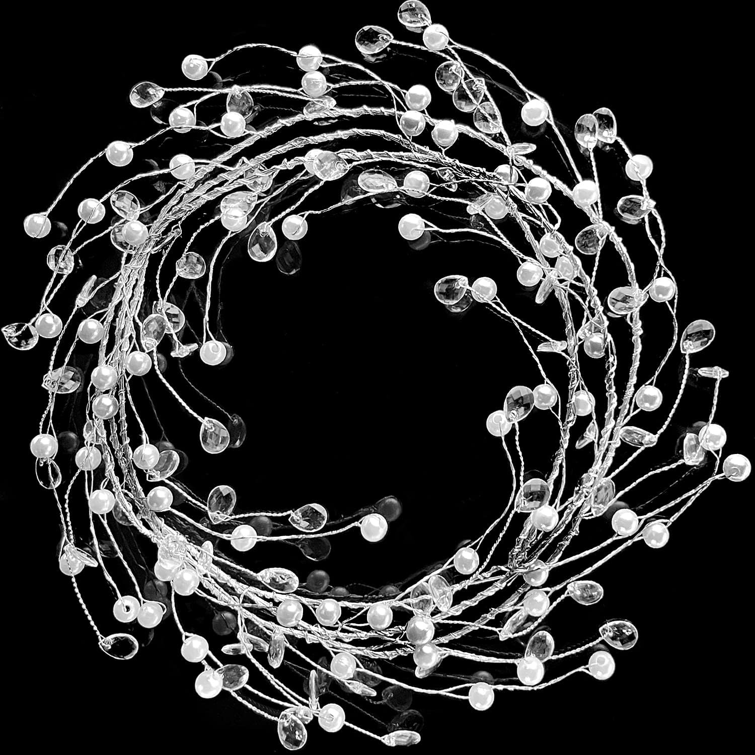 Amazon.com: Jishi 20 FT Ice Wire Clear Garland, White Pearl Crystal ...