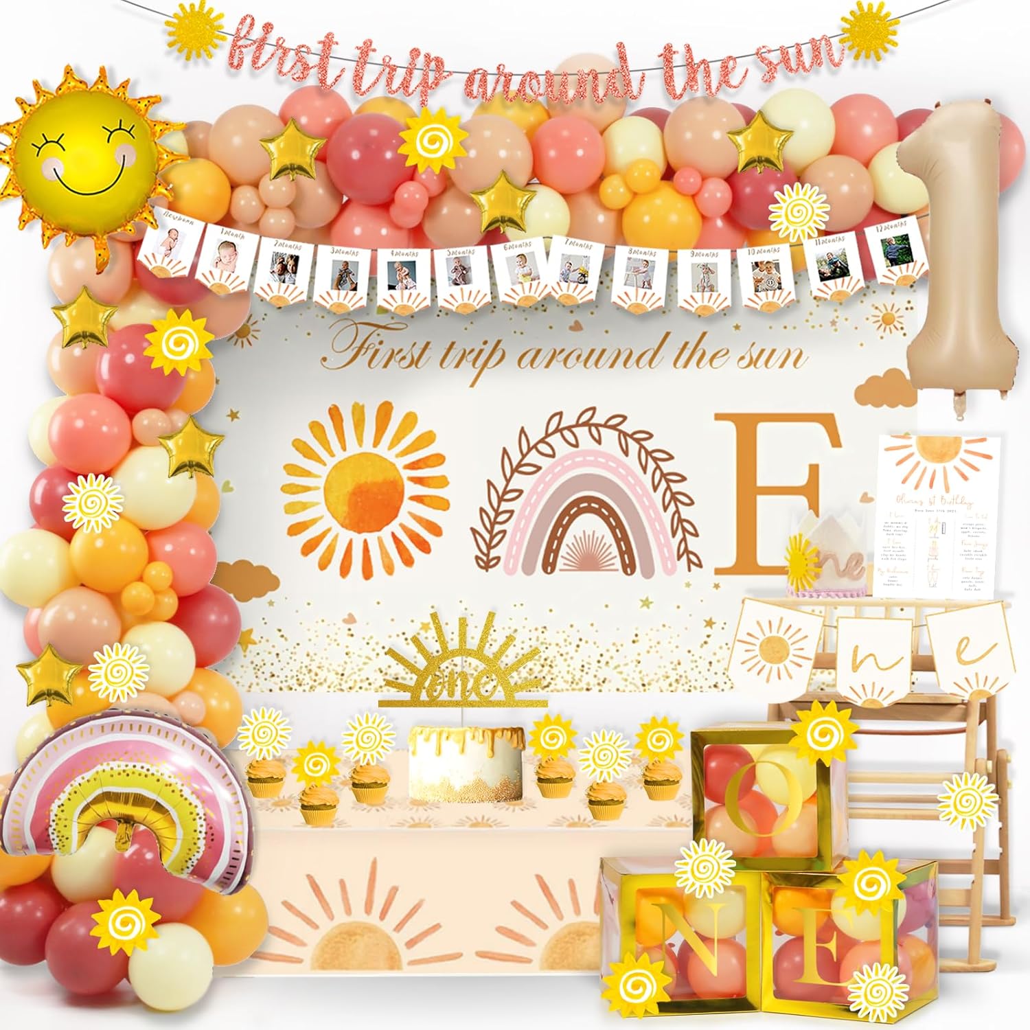 Amazon.com: 158 PCs First Trip Around the Sun Birthday Decorations ...