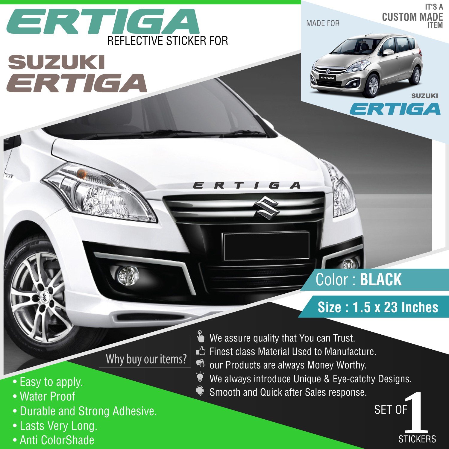 CarMetics ERTIGA Decal for Maruti Suzuki Ertiga Black : Amazon.in: Car ...