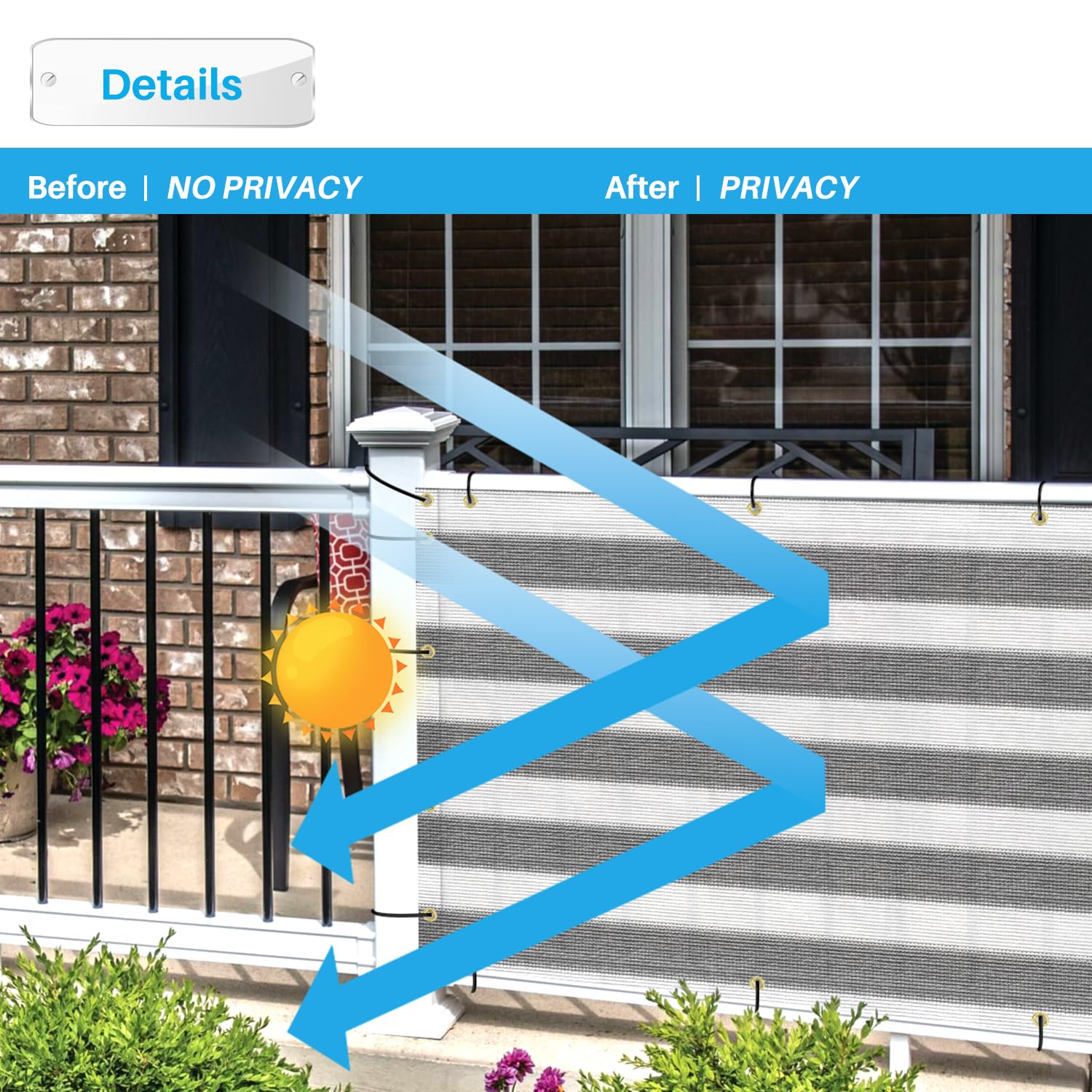Snapklik.com : Patio 3 X 50 Balcony Privacy Screen Apartment Railing ...